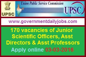 UPSC RECRUITMENT 2016 APPLY ONLINE FOR ASST PROFESSOR & OTHER POSTS