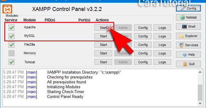 Cara Menjalankan Xampp dan Mengakses phpMyAdmin di Windows - caratutorial.com