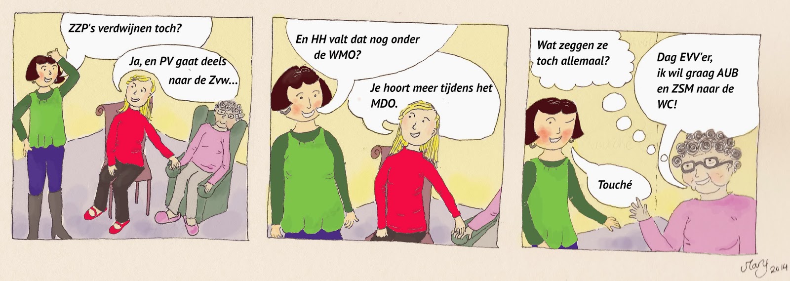 © Mary Welter Illustraties : Op het werk in de ouderenzorg