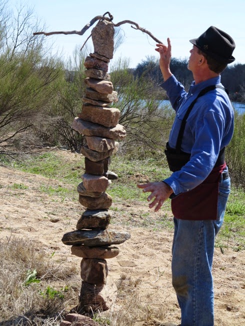 GOING ON ADVENTURES: Stacking stones at Llano's Earth Art Fest