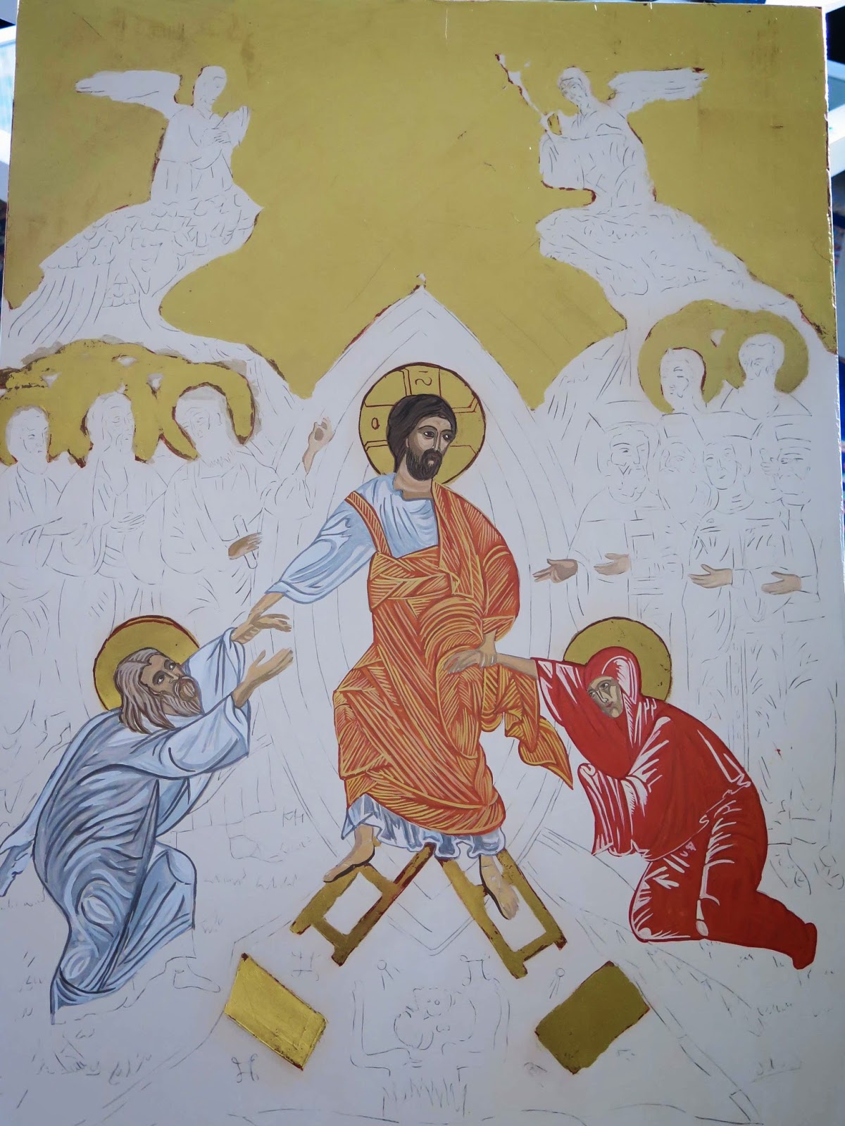 Ikonen- Bilder in Gold: "Anastasis - im Entstehungsprozess"