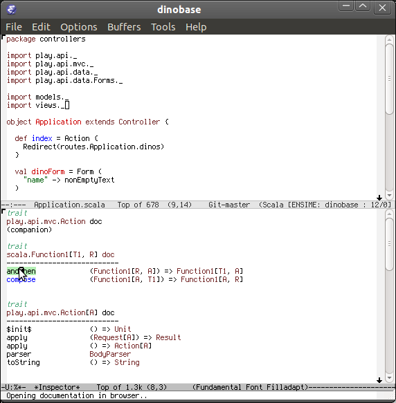 T-Rex Programming: Emacs as IDE for Play! 2.0 framework