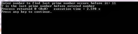 Find last prime number occur before enter number ~ C++ Programming Tutorial for Beginners