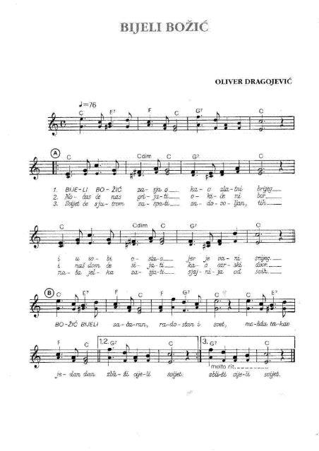 NOTE | DOMACE I STRANE: BIJELI BOŽIĆ NOTE AKORDI TEKST