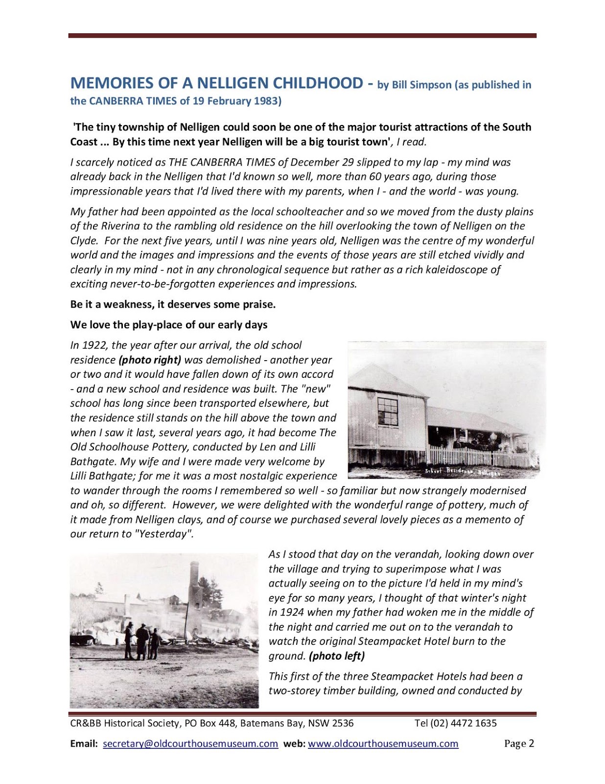 What's new at Nelligen?: September 2019