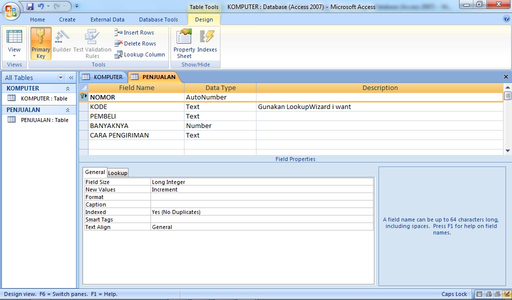 Bukan Hanya Sekedar "BLOG": MENGOLAH TABEL DAN QUERY PADA MICROSOFT ACCESS