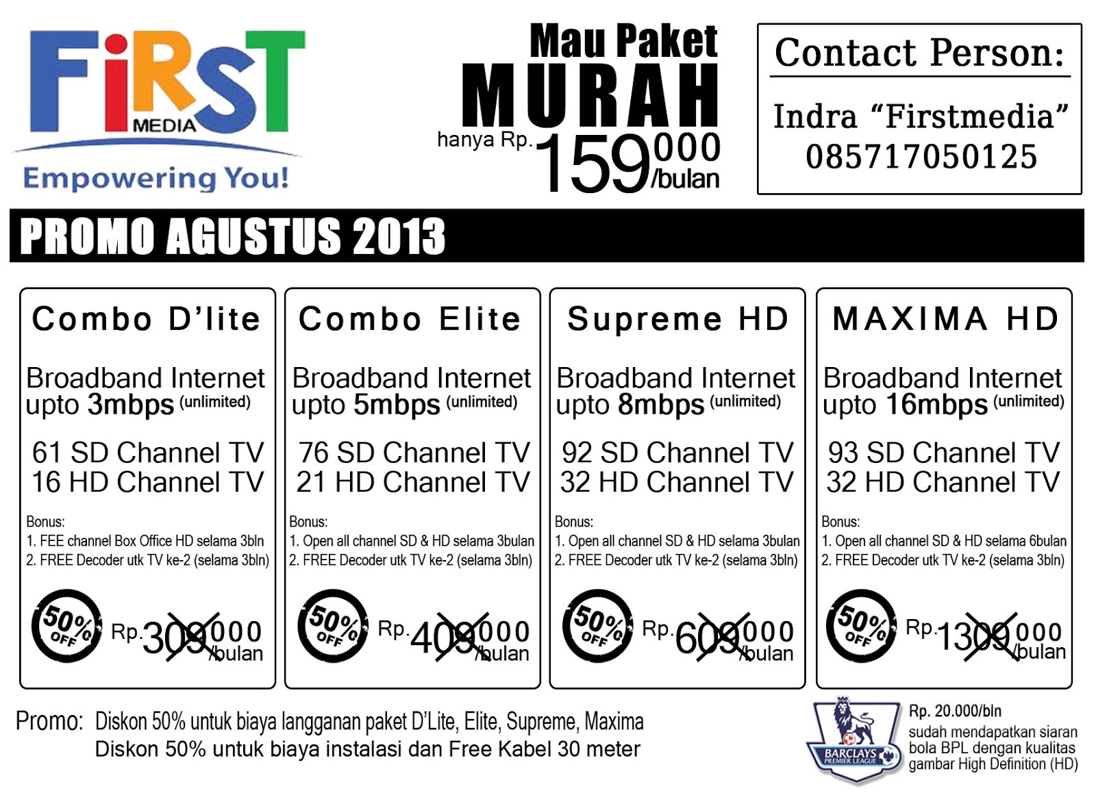 Promo Firstmedia bulan agustus 2013 | Firstmedia Jakarta