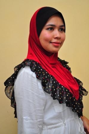 Qaseh: Tudung Awning Renda Chiffon Polka Dot