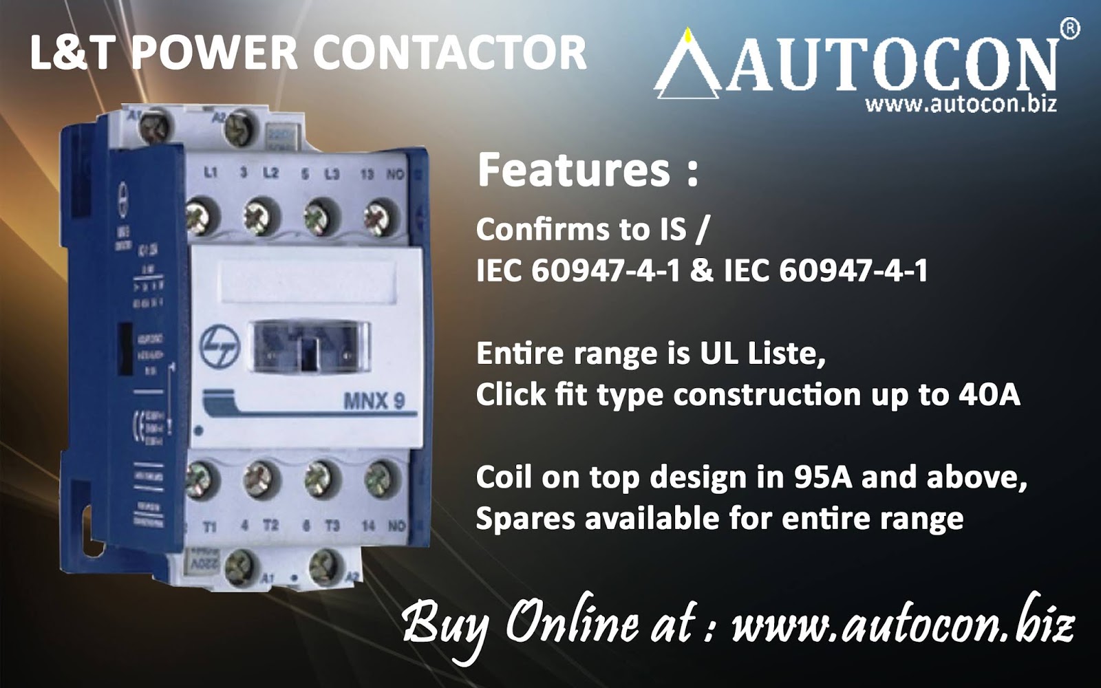 L&T Power Contactor MNX-9 3POLE 1NO CS94106