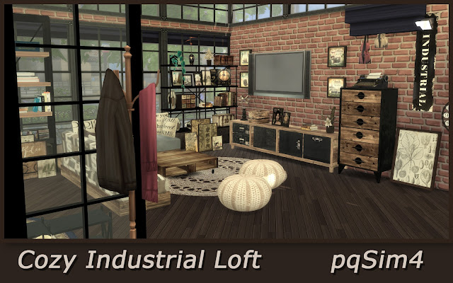 Cozy Industrial Loft. Sims 4 Custom Content.
