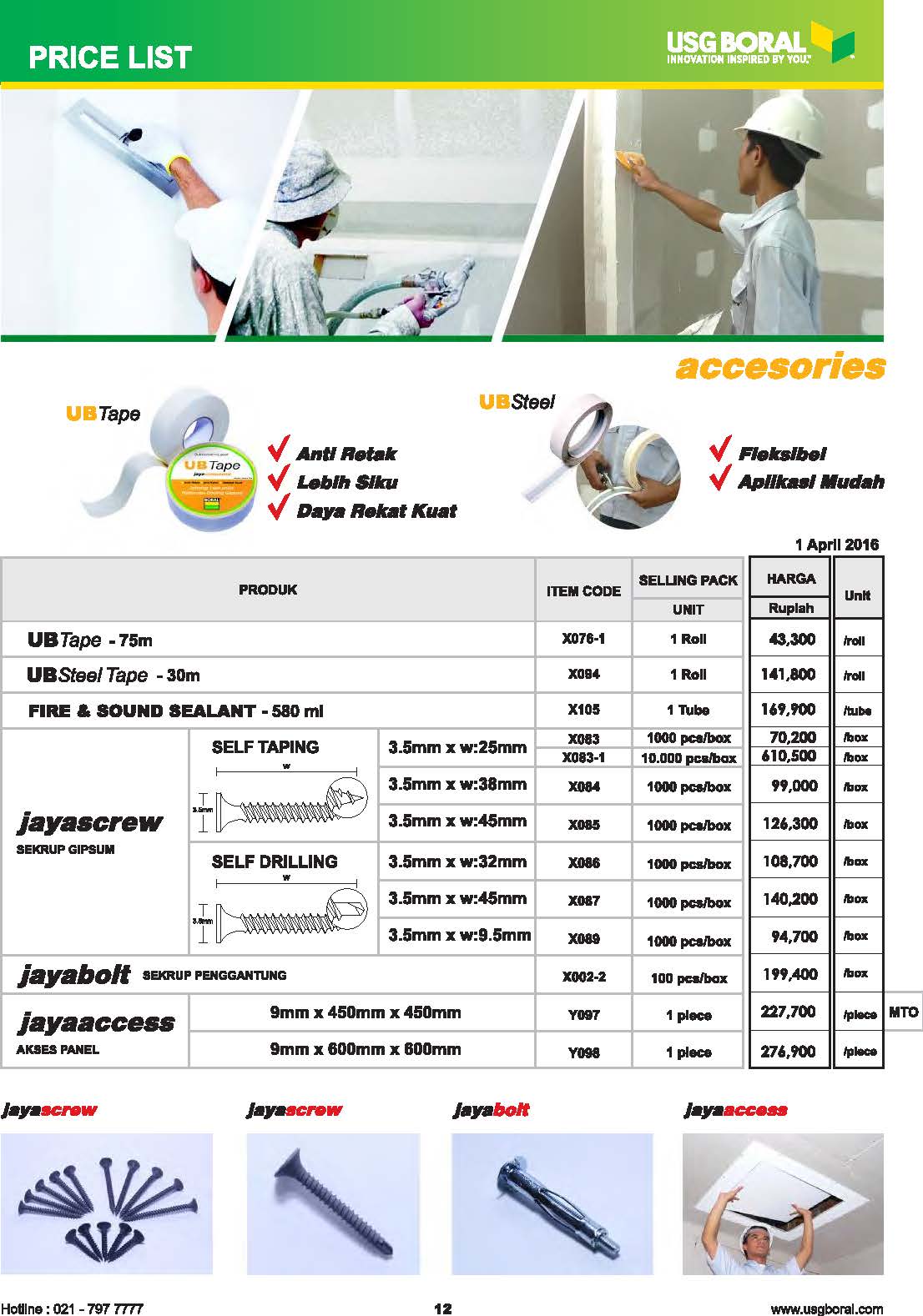 Daftar Harga Gypsum Jayaboard dan Accessories di Malang - Plafon dan ...