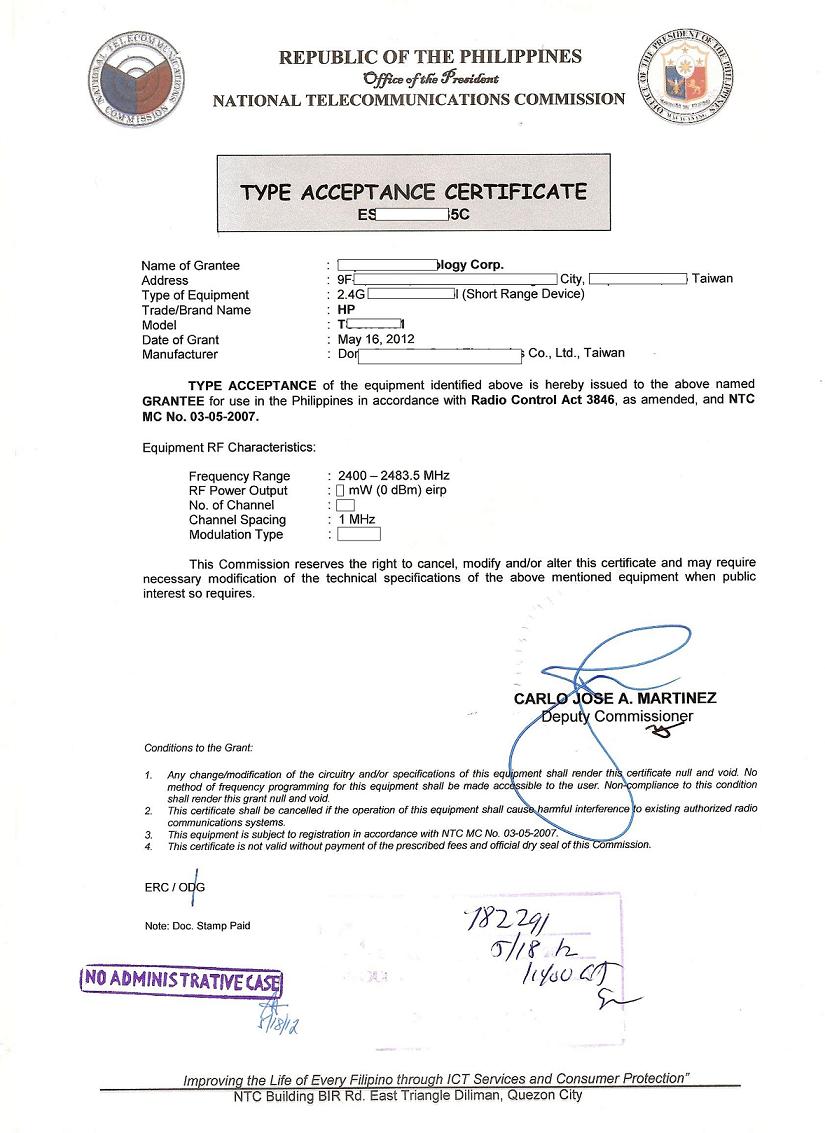 QBeeLab~專業認證服務 QBee Lab: Philippines Type Approval 菲律賓NTC認證