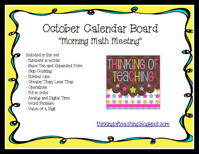 Thinking of Teaching: Daily Math Calendar (Freebie)