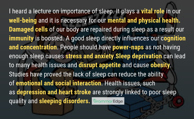 IELTS Vocabulary For Sleep - GrammarEdge