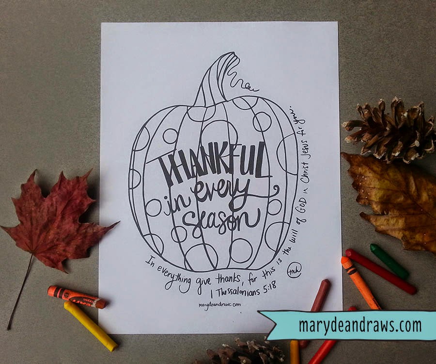 Thanksgiving Art Print & Coloring Page Printables - Marydean Draws