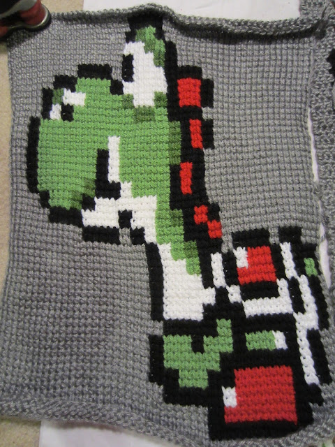 Crochet Blog- JellyBeanster: Crochet Mario Blanket Part 3- Yoshi