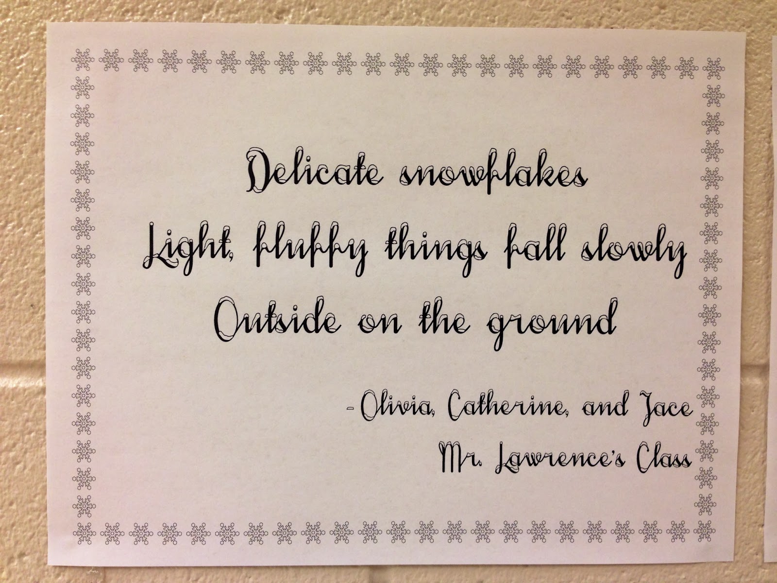 Snowflake Haiku Poems