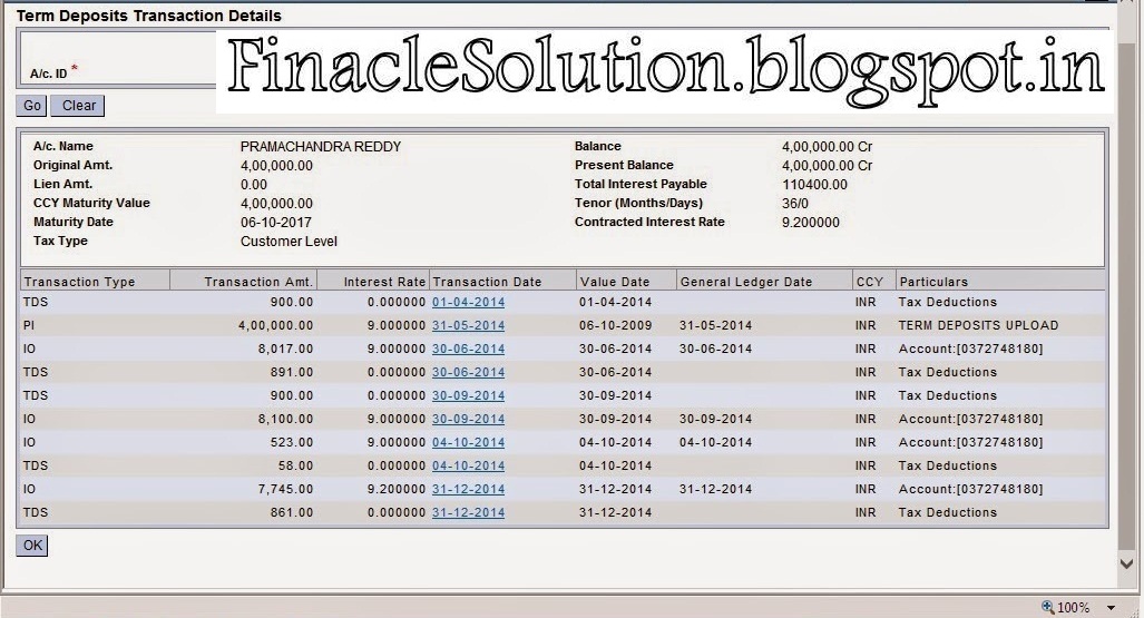 Procedure For Filling Tax Form For SCSS Account in DOP Finacle