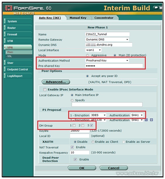 Juniper SSG5 VPN (Virtual Private Network)設定