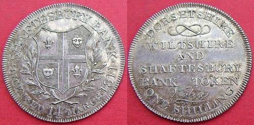 Coins: SHAFTESBURY DORSET SILVER SHILLING TOKEN 1811