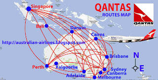 civil aviation: Qantas routes map