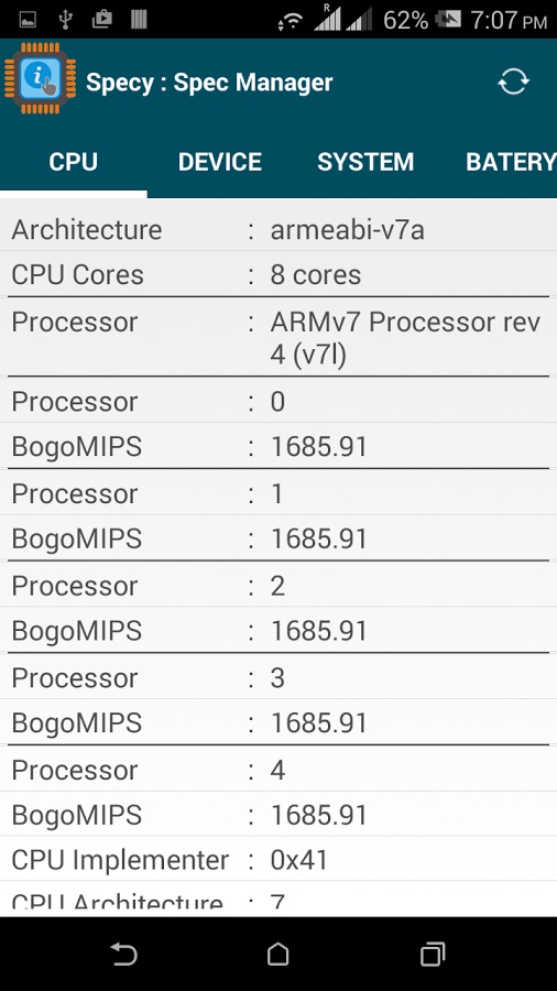 Android Gizmo Collections: Specy: System Information Tool