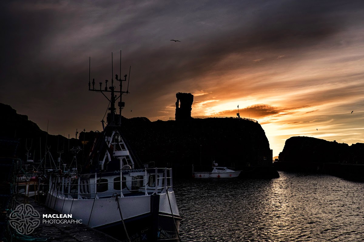 Sunset at Dunbar Castle and Harbour