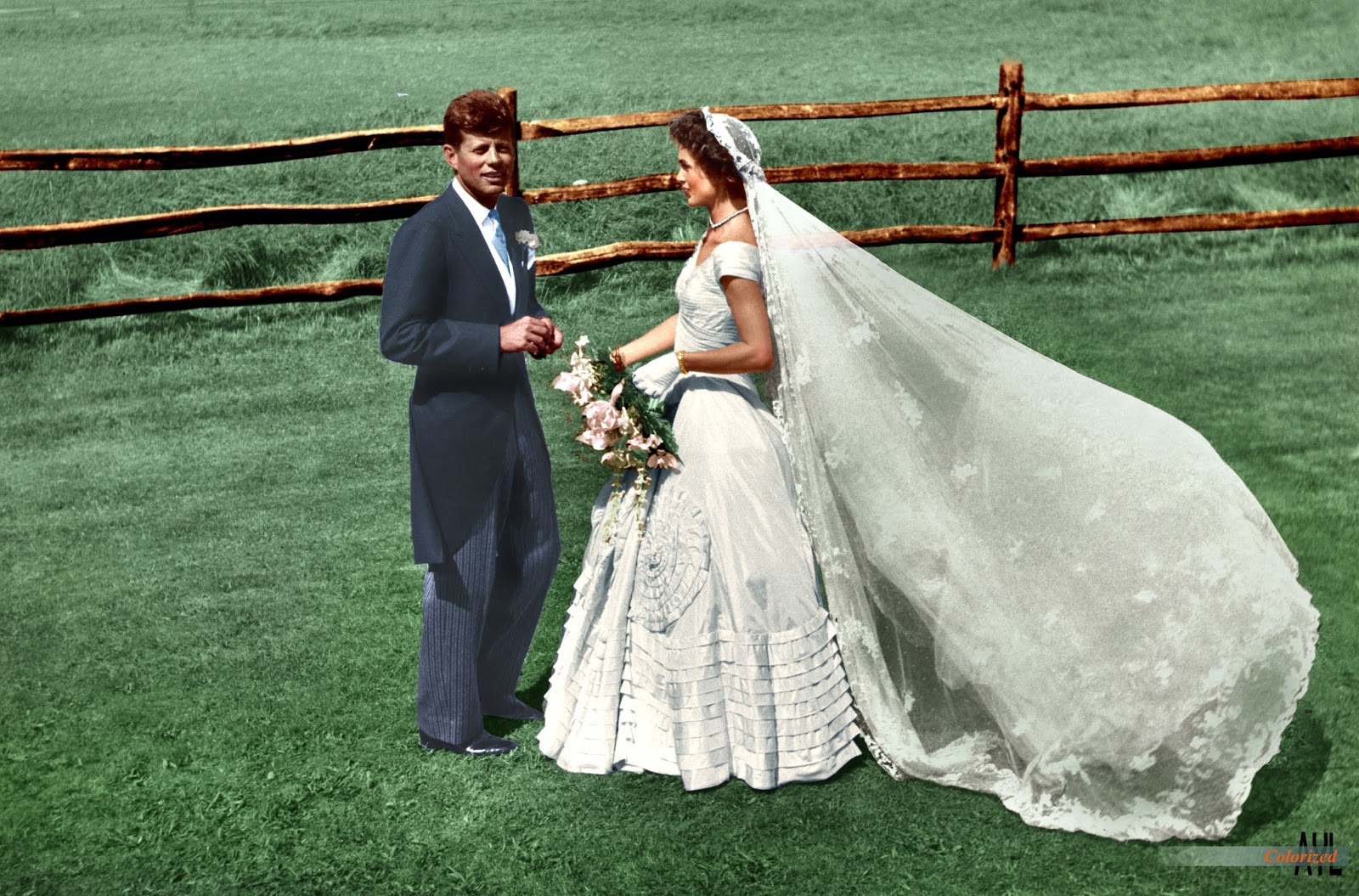 Colors for a Bygone Era: Coloized JFK & Jackie as Newly Weds 1953