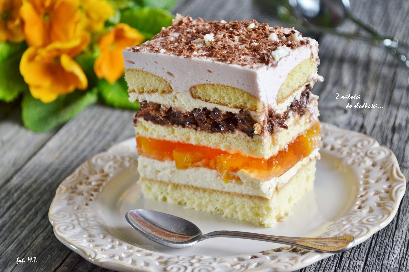 Z miłości do słodkości...: Nutelka - ciasto z brzoskwiniami, kremem ...