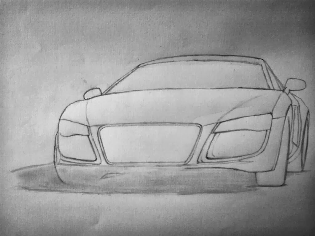 godofdraw: Black Audi R8 pencil drawing-step by step