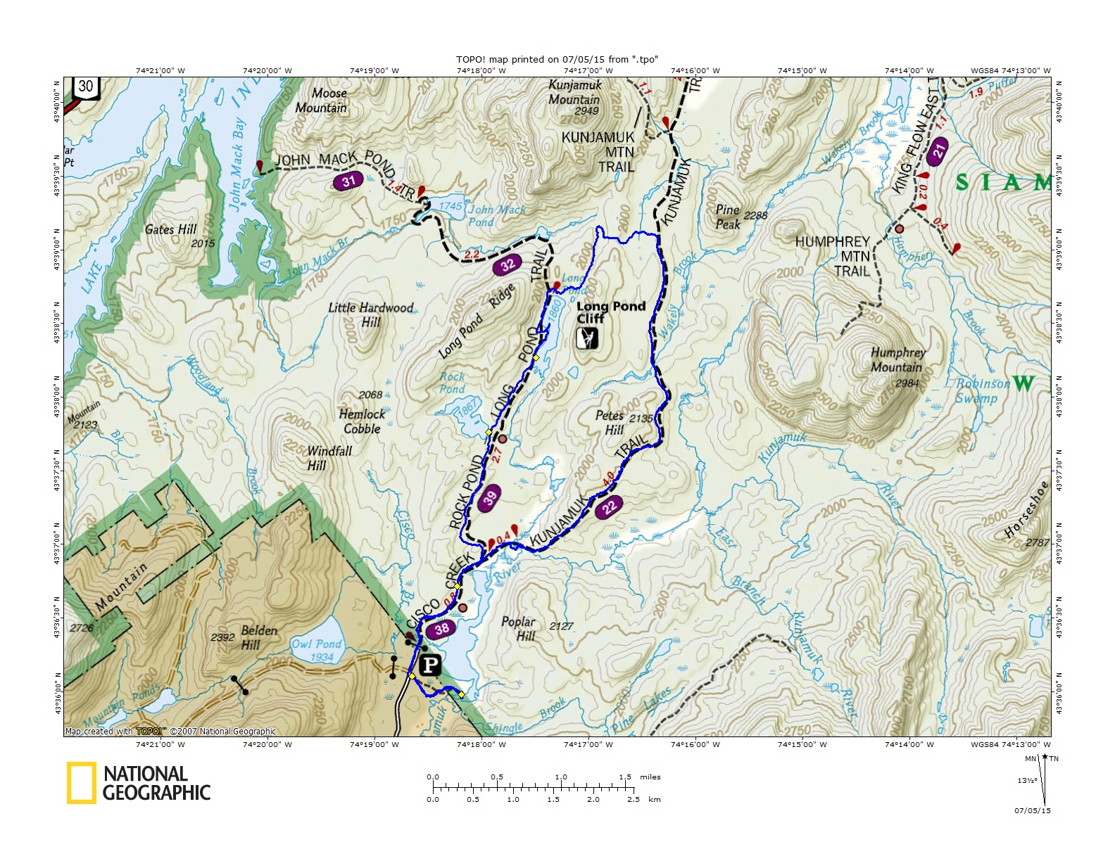 Off on Adventure: Long Pond Cliff Loop - Siamese Ponds Wilderness - 7/5/15