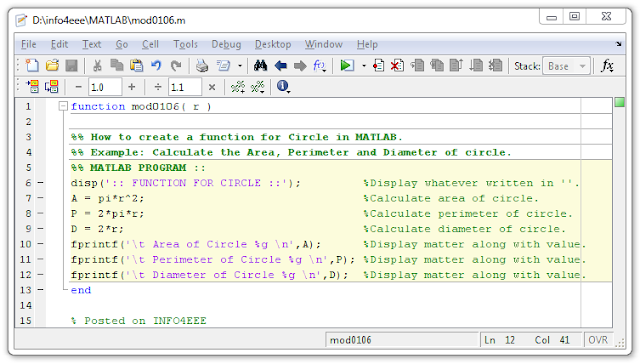 How to create a FUNCTION in MATLAB - INFO4EEE