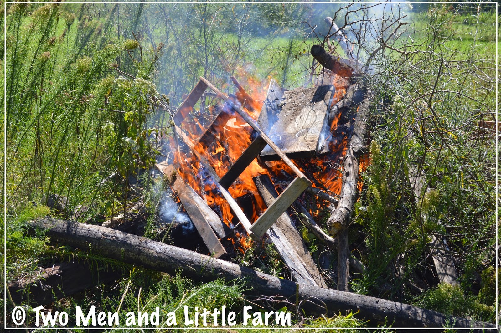 Two Men and a Little Farm: OUR FIRST REAL BURN PILE