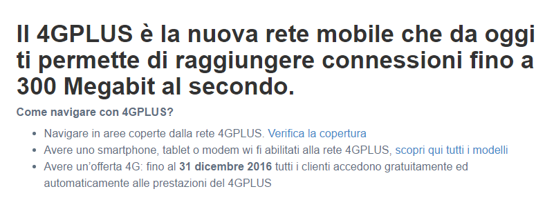 Tim: Da gennaio si pagherà il 4G Plus - Tuttoxandroid