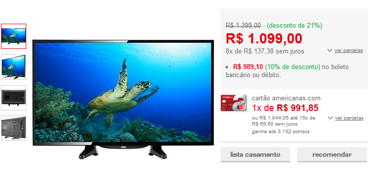 TV LED 32'' AOC LE32H1461 HD 2 HDMI 1 USB 60Hz > - Bem Barato - Cupons ...