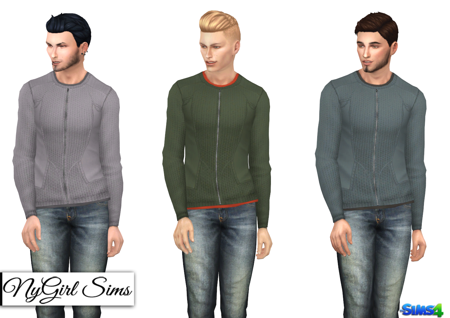 NyGirl Sims 4: Double Layered Zip Up Sweater
