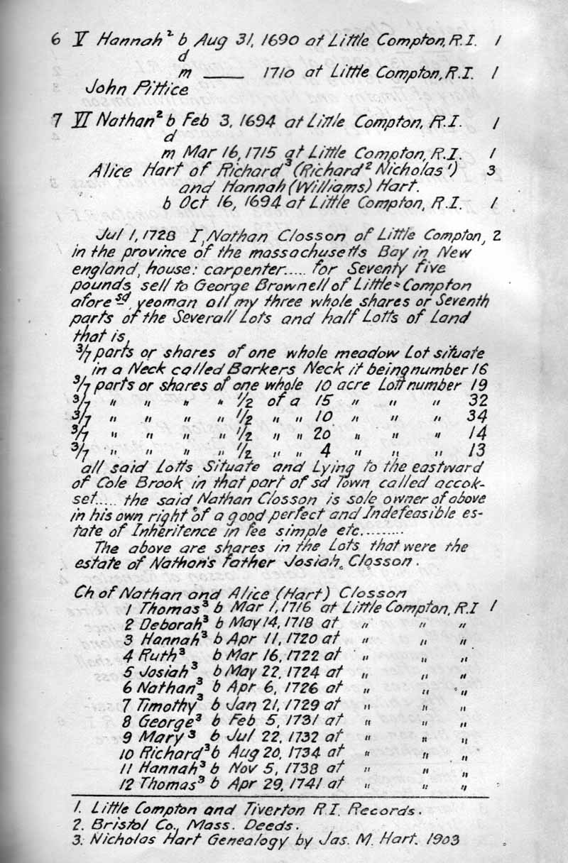 The Josiah Closson Family of New England by William G. Closson