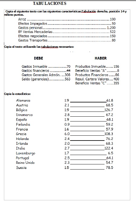 Info2012mend: Ejercicio Writer 9 (Tabulaciones)