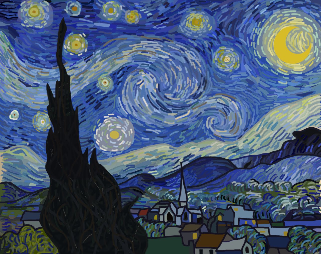 Cartoon Masterpiece: Starry Night