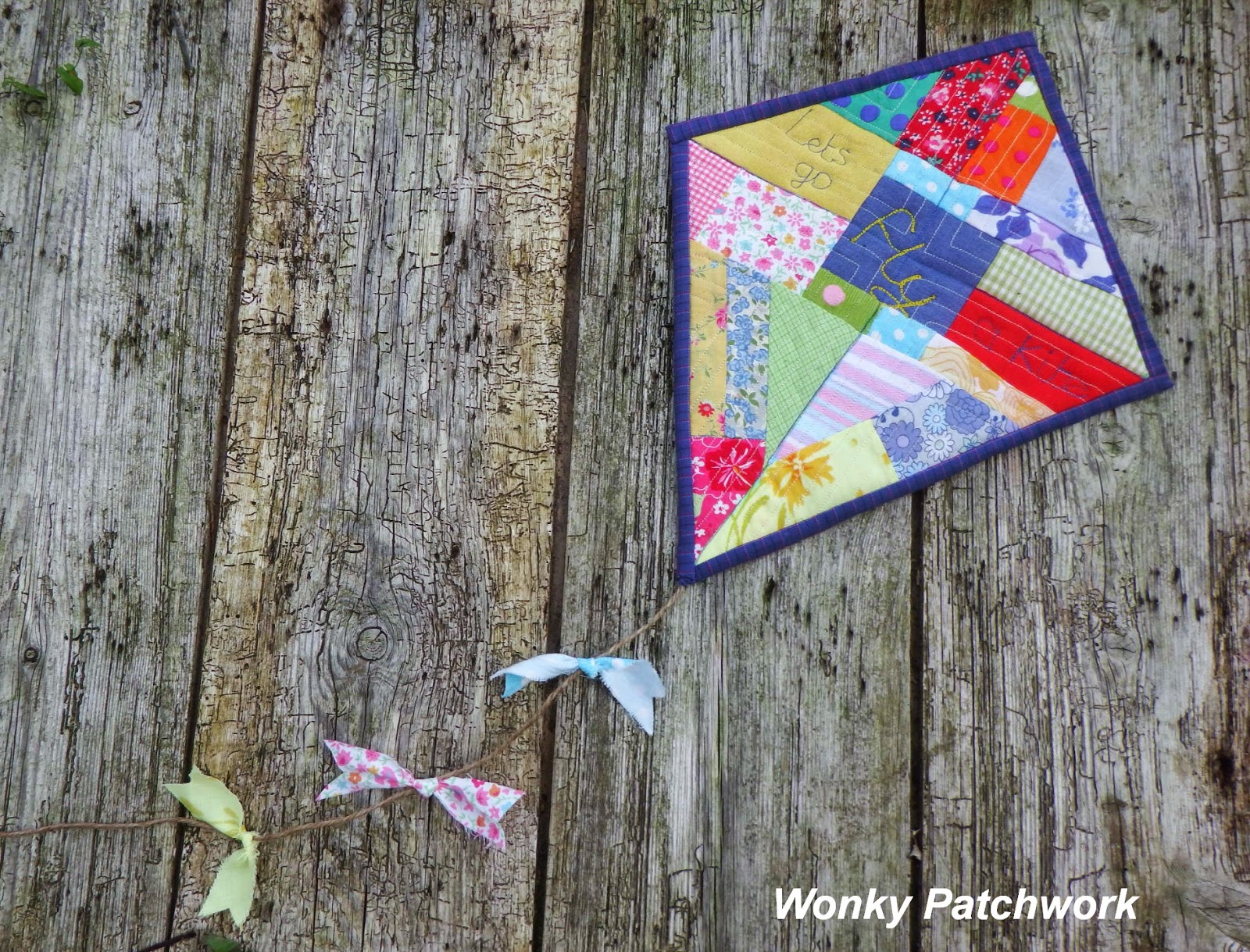 Wonky Patchwork: 'Lets Go Fly A Kite' Mini Quilt