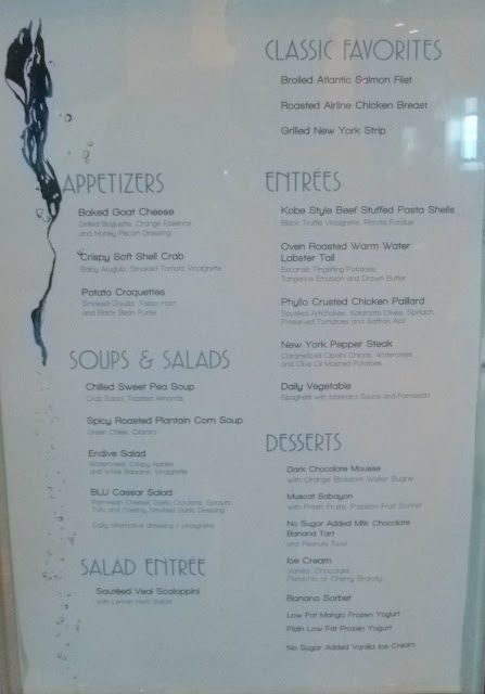 Transatlantic on Solstice from a Celebrity Newcomer: Blu menus