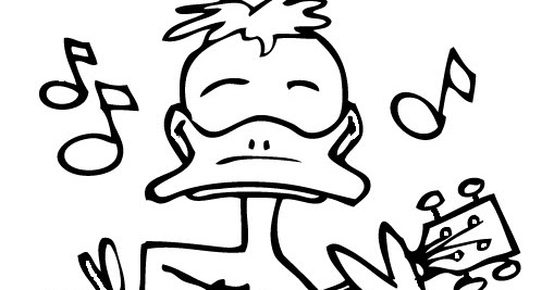 Pinto Dibujos: Pato con banjo para colorear
