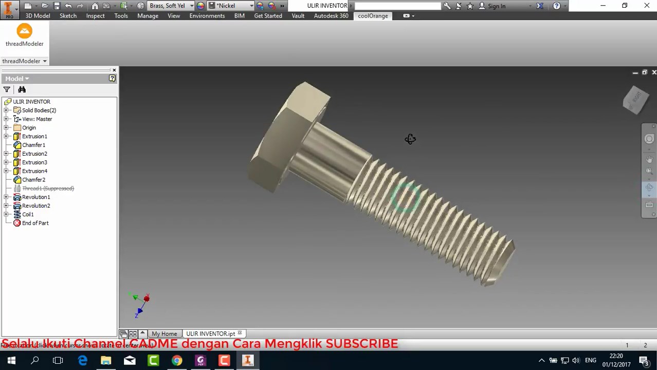 Tips Gampang Menggambar Baut Pada Inventor Professional Memakai Cool ...
