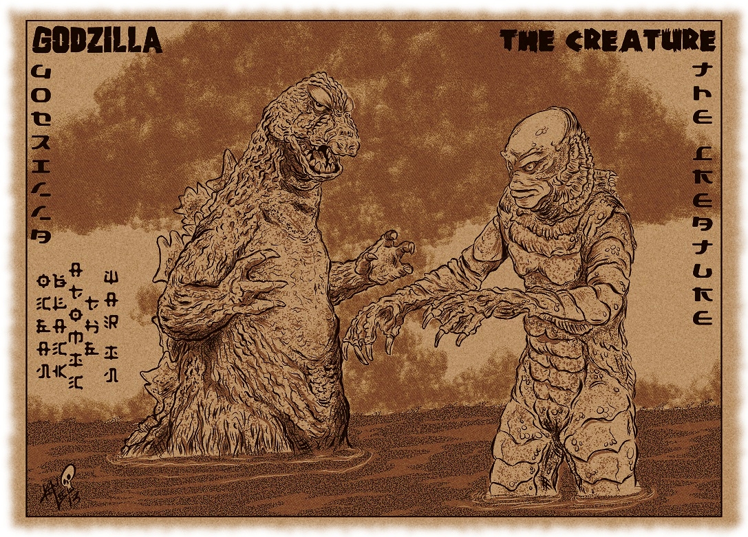 KAM LEE ART: New GODZILLA & other Monsters - old school retro style fan ...