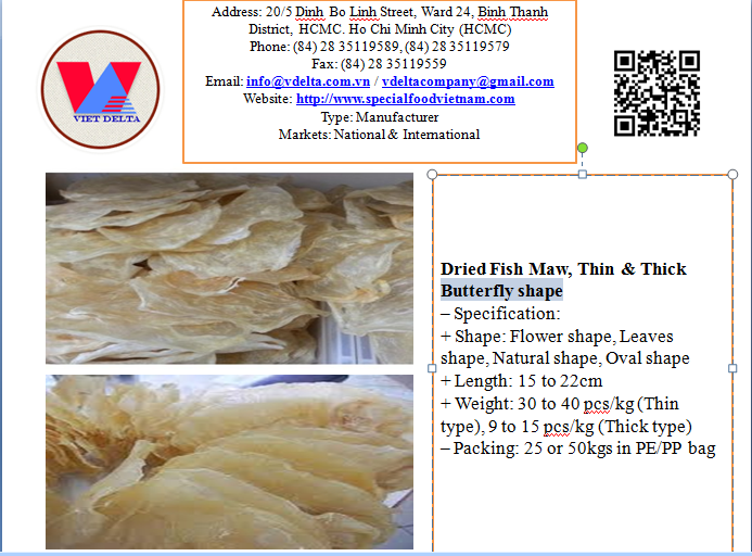 Dried cat fish maw