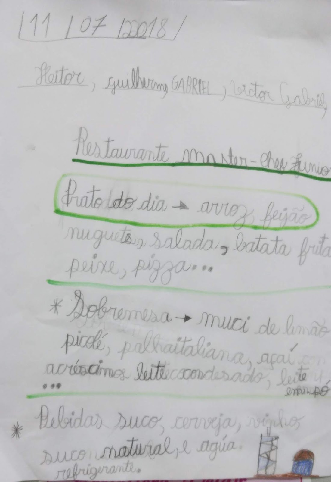 "EDUCAR PARA A VIDA": Gênero textual: CARDÁPIO.