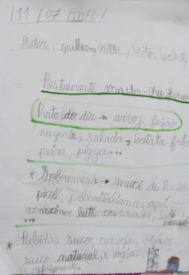 "EDUCAR PARA A VIDA": Gênero textual: CARDÁPIO.