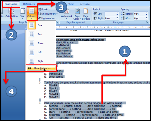 Membuat Format Kolom Dalam Dokumen di Ms.Word | BELAJAR BARENG
