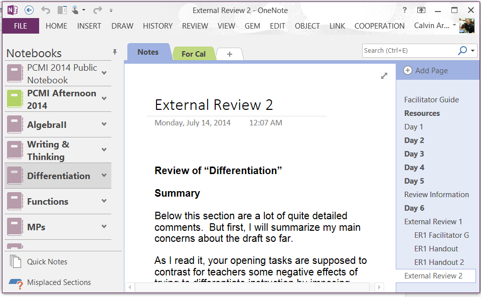External Reviews – Using two Notebooks, Link to Page and Send to ...