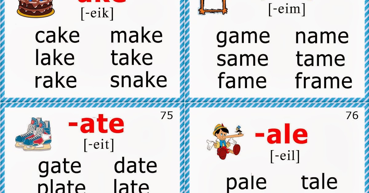 Phonics Flashcards (Long A Vowel)